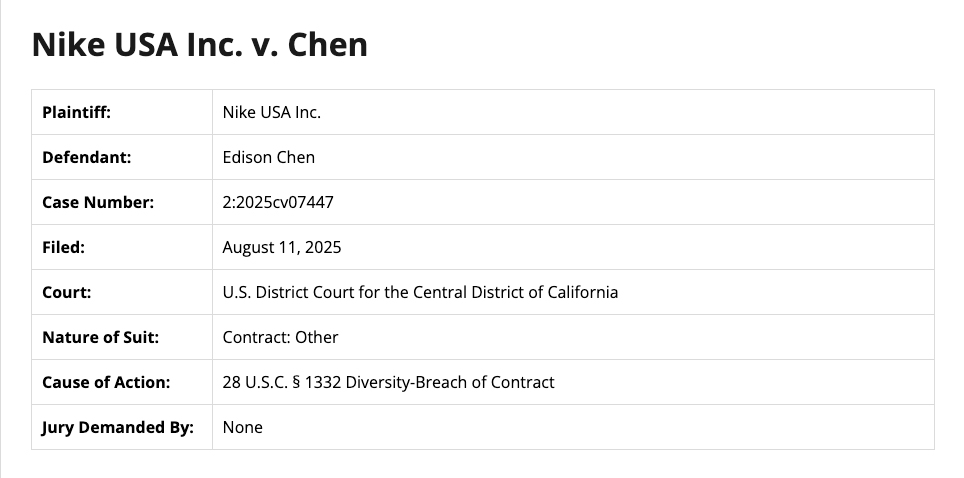 陳冠希涉違約遭Nike索償 金額擺烏龍12.6萬美元寫錯1.26億美元 | Now 新聞